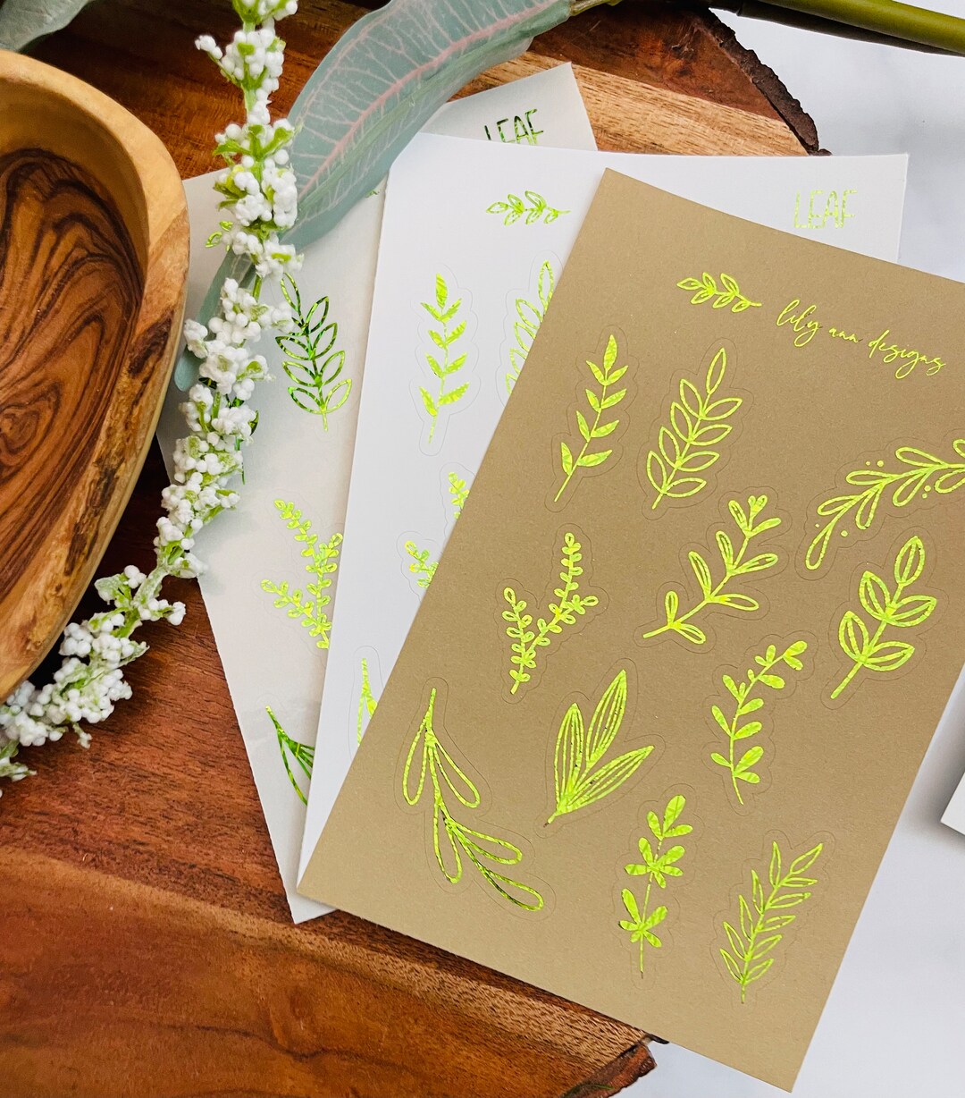 Leaf Green Foil Sticker Sheets,planner Stickers,bible Stickers,gold ...