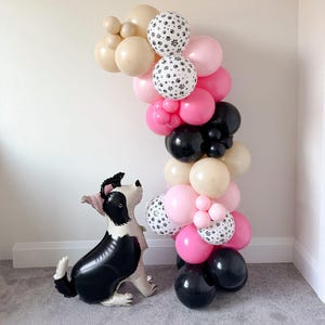 Cute Dog Balloon Arch Puppy First Pink Black Girl Birthday Balloon ...