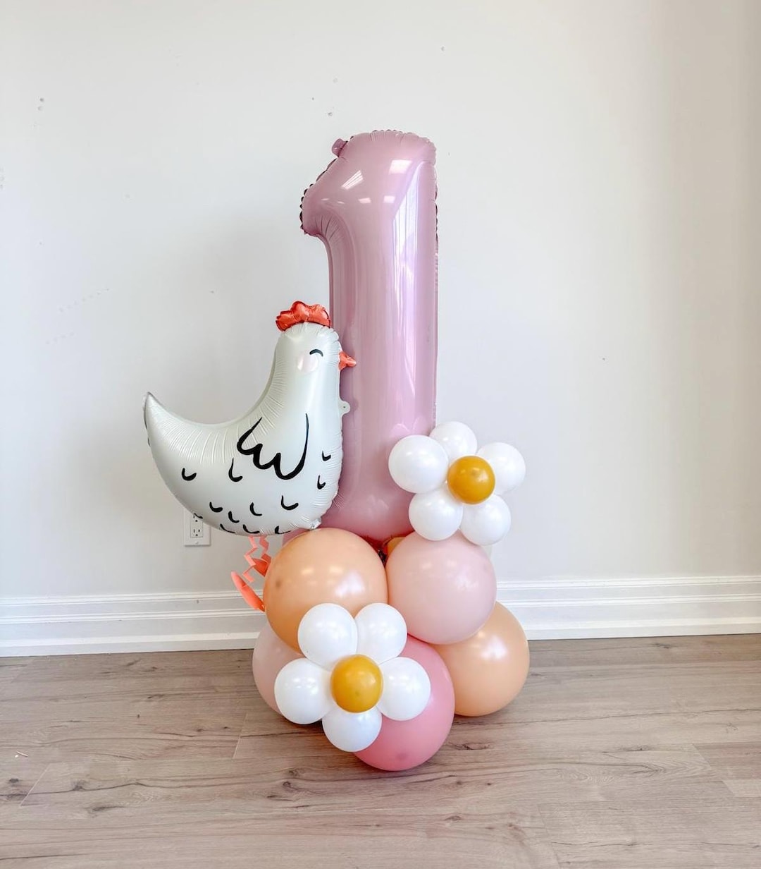 Chicken Balloon Tower This Chick is One Cute Chick Balloon Stack Easter ...