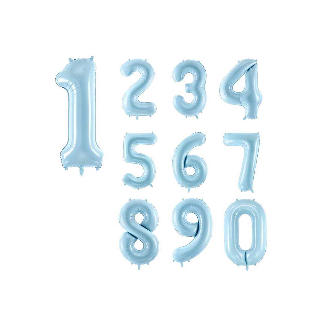 Blue Number Balloons | Matte Pastel Blue Jumbo Number Balloon | Blue ...
