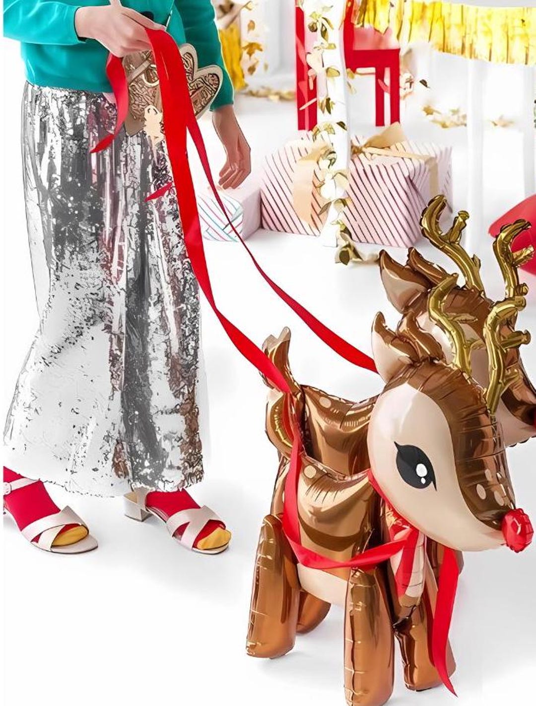 Standing Rudolph Reindeer Foil Balloon | Jumbo Christmas Balloon 3D ...