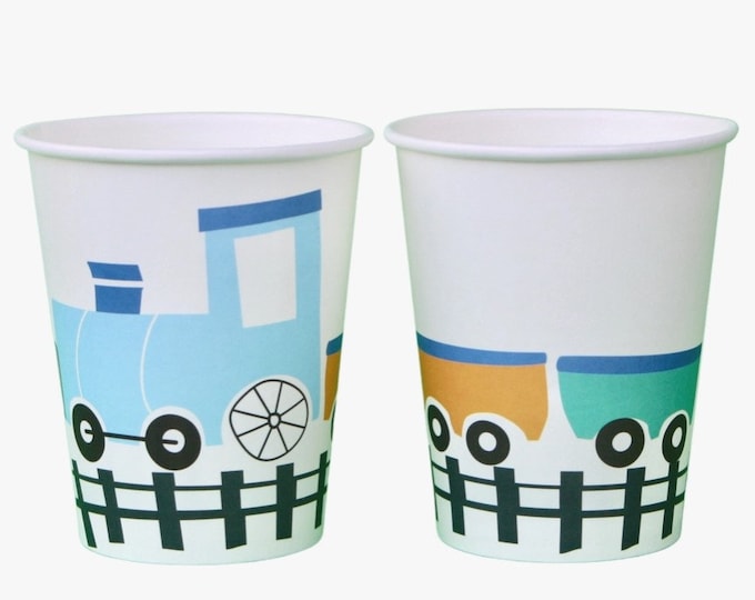 Steam Train Paper Cups set of 8 Steam Train Party Cups Train Paper Cups ...