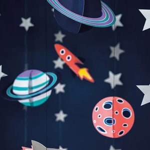 Hanging Space Decoration | Two the Moon Decor | Planet Astronaut Paper ...