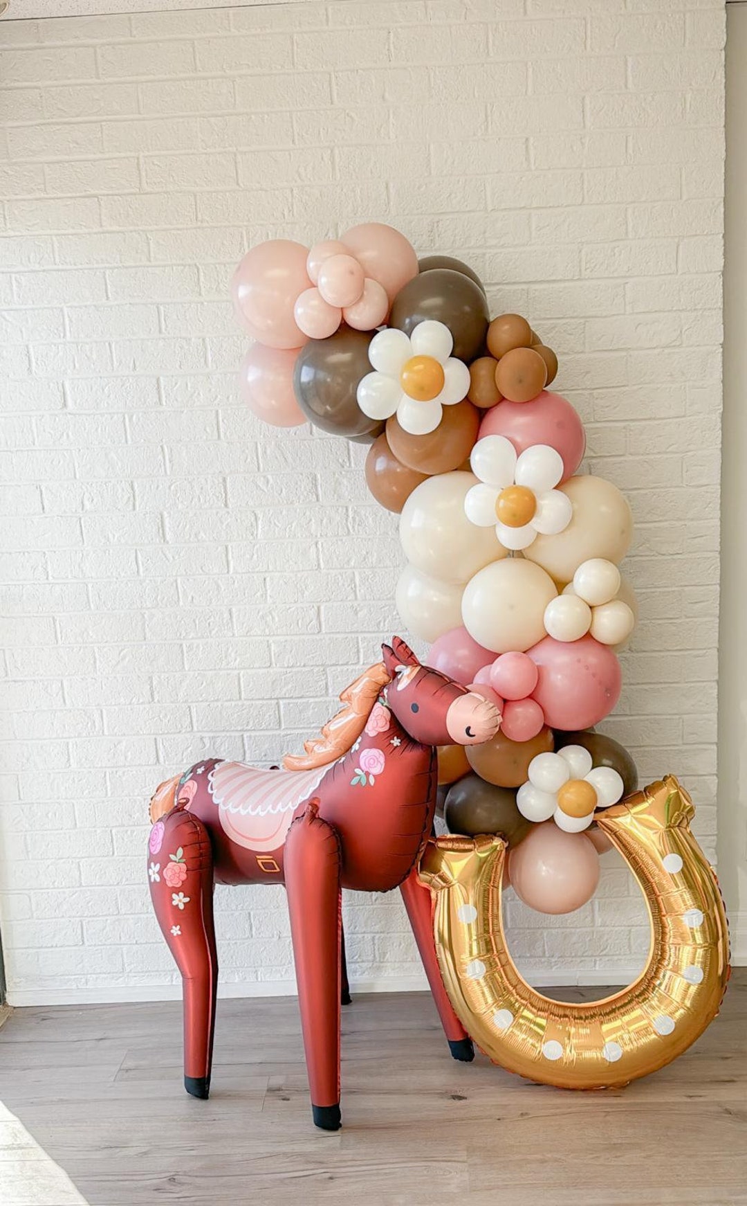 Giddy up Horse Daisy Flower Balloon Garland Kit First Rodeo Pony Arch ...