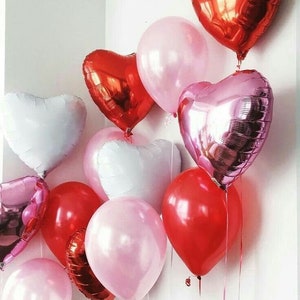 Foil Hearts Balloon Bouquet | Valentines Day Balloons | Vday Decor ...