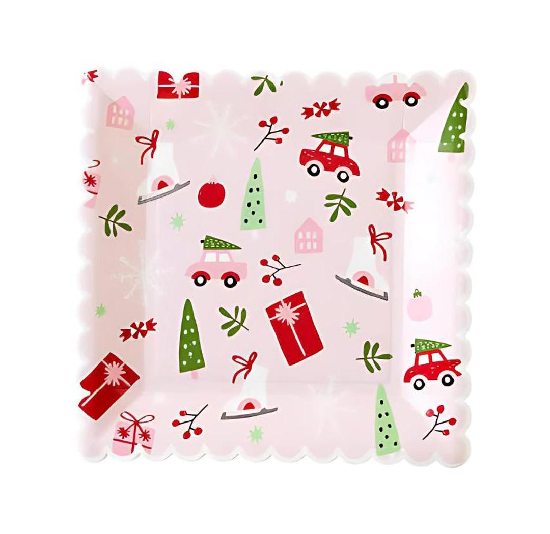 Pink Christmas Plates | Merry Christmas Plates | Christmas Tableware ...