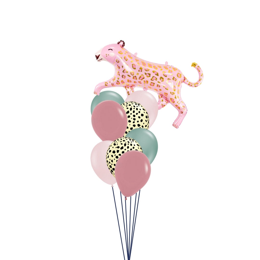Green Pink Safari Balloon Bouquet | Pink Cheetah Balloons | She's a ...