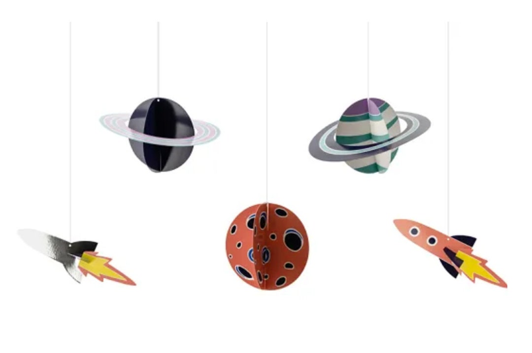 Hanging Space Decoration | Two the Moon Decor | Planet Astronaut Paper ...