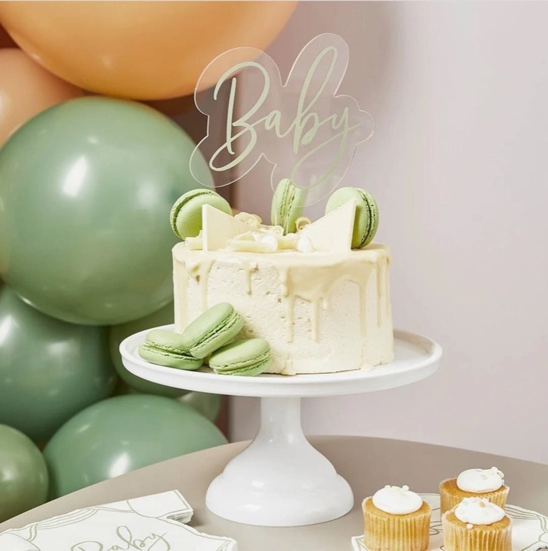 Acrylic Sage Green Baby Cake Topper | Baby Shower Decor | Sage Baby ...