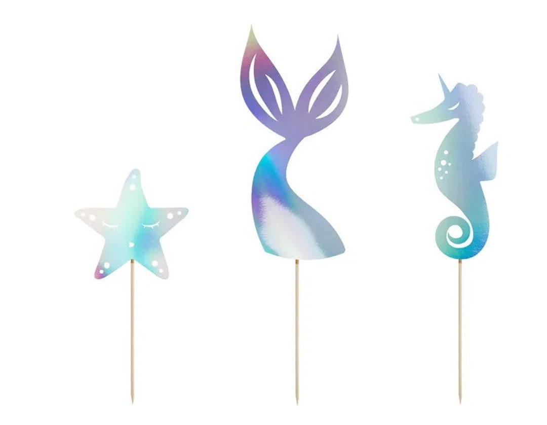 Mermaid Theme Party Cake Toppers | 1st Birthday Party Under the Sea ...