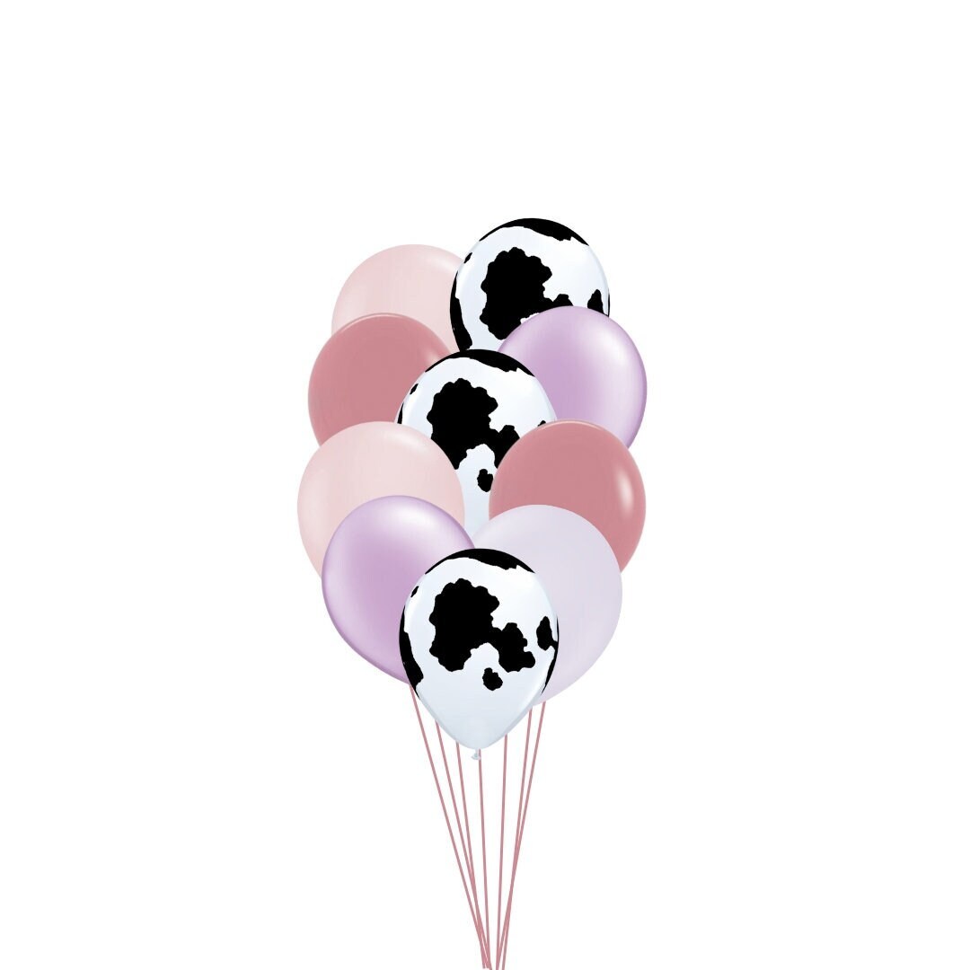 Cow Girl Farm Themed Pink Balloon Bouquet | Holy Cow Birthday | Cow ...