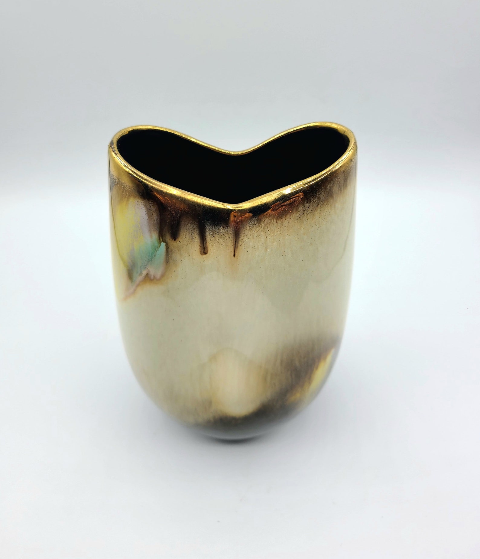 Vintage West German Pottery Pinch Vase | Drip Glaze Ceramic Bud Vase ...