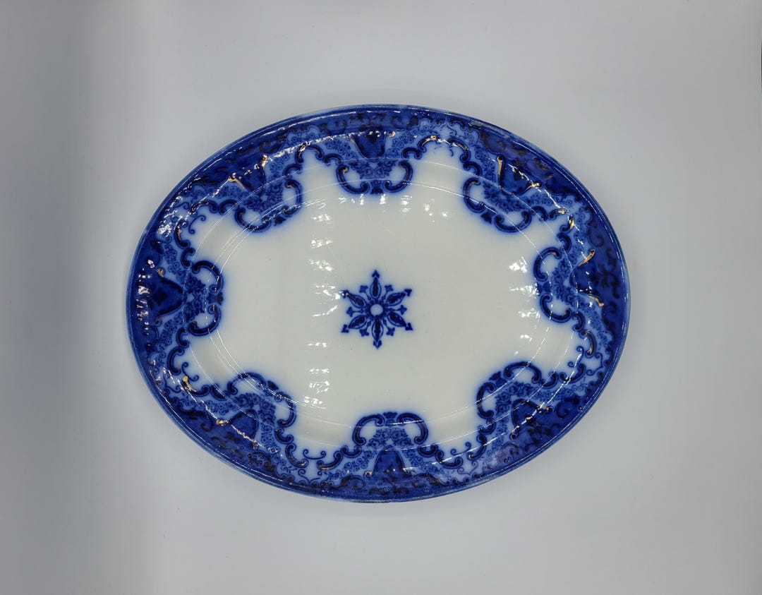 Antique New Wharf Pottery England | KNOX Pattern | Hand Decorated Blue ...