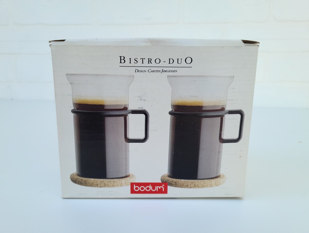 Vintage Bodum Glass Mugs ~ No 4512 ~ Set of 2 Glasses With Plastic ...