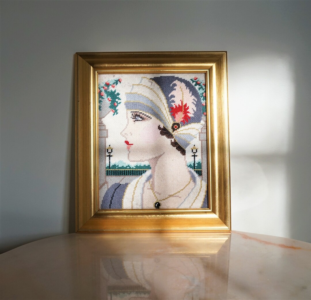 Vintage Framed Needlepoint Artwork Professionally Framed Needlepoint ...