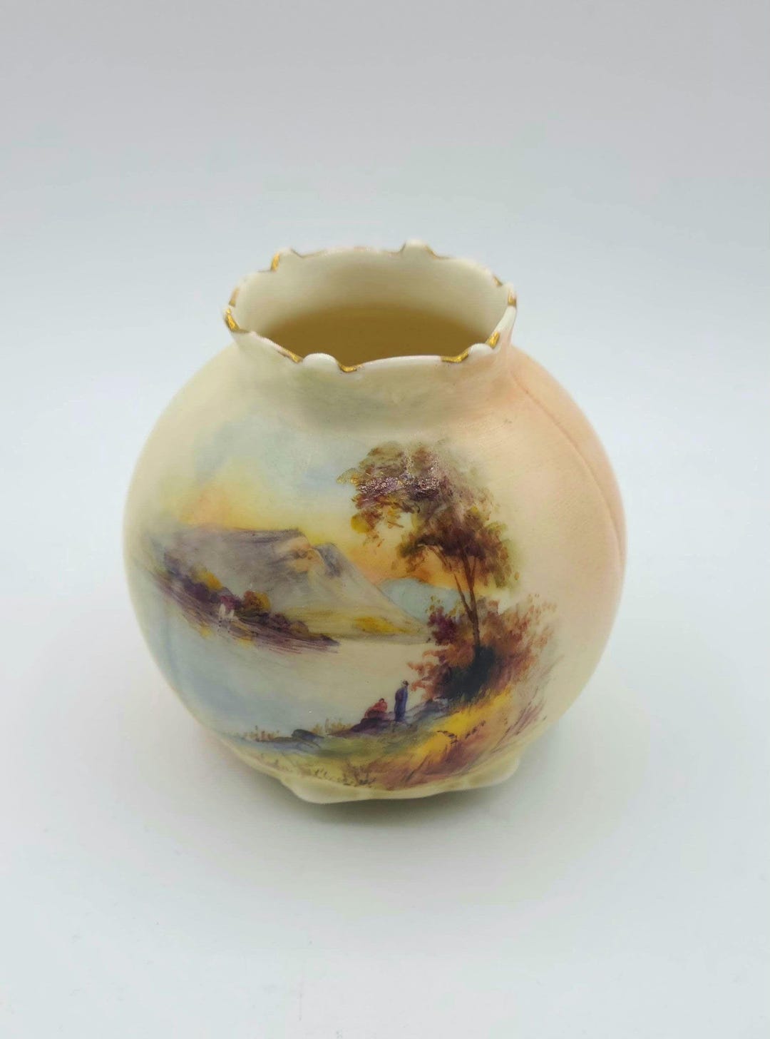 Antique Locke and Co. Porcelain Bud Vase With A Hand Painted Scene of ...