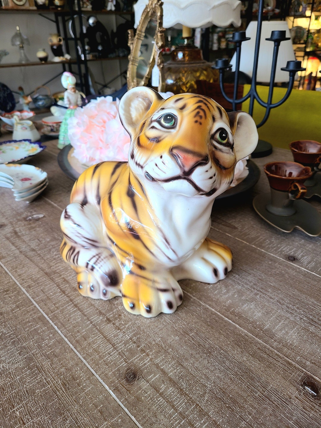 Vintage Ceramic Tiger | Made in ITALY | Hand Crafted | Glazed Ceramic ...