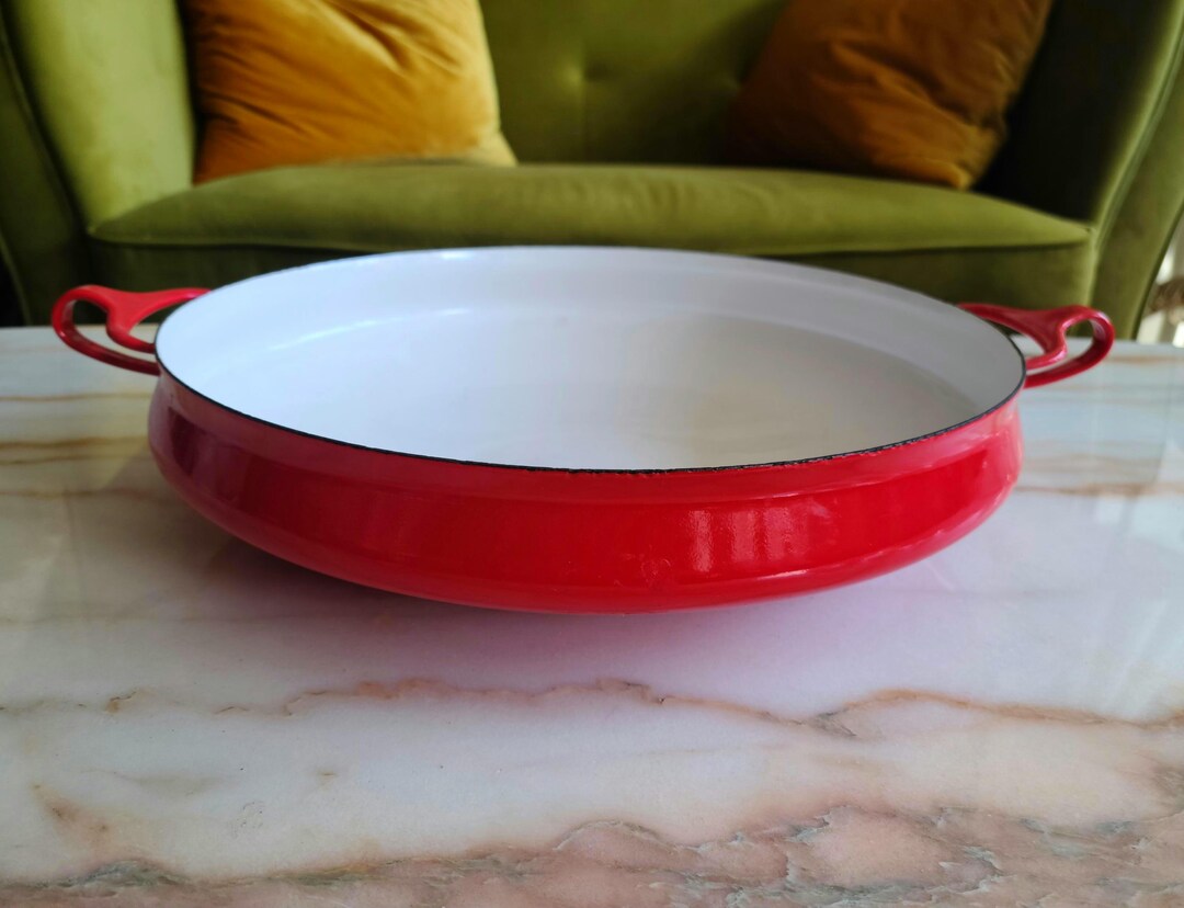 Vintage DANSK Designs IHQ Red Enamelware Paella Pan | Mid Century ...