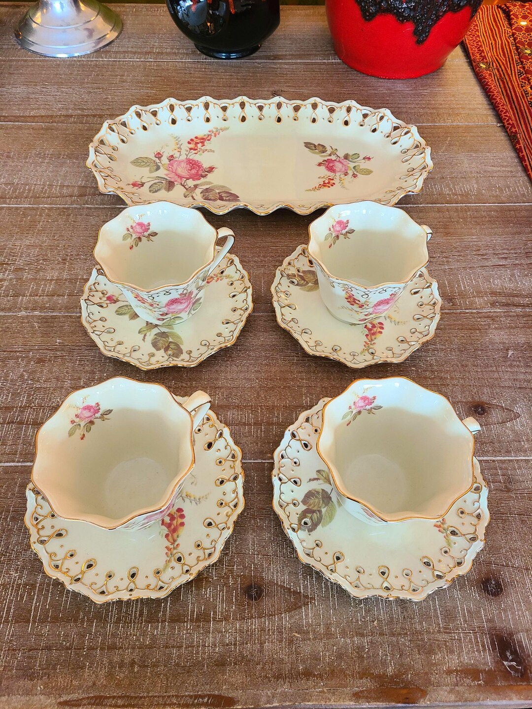 Vintage Royal Elfreda Blushing Beauty Tea Set | Elegant Porcelain Tea ...