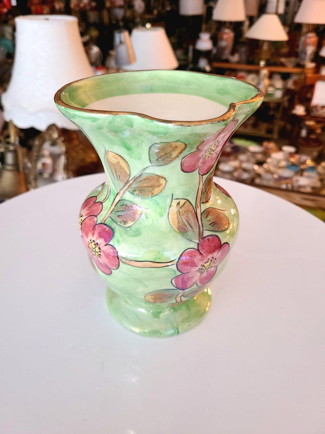 Kensington Lustreware | Hand Painted Ceramic Pitcher Vase | Glossy ...