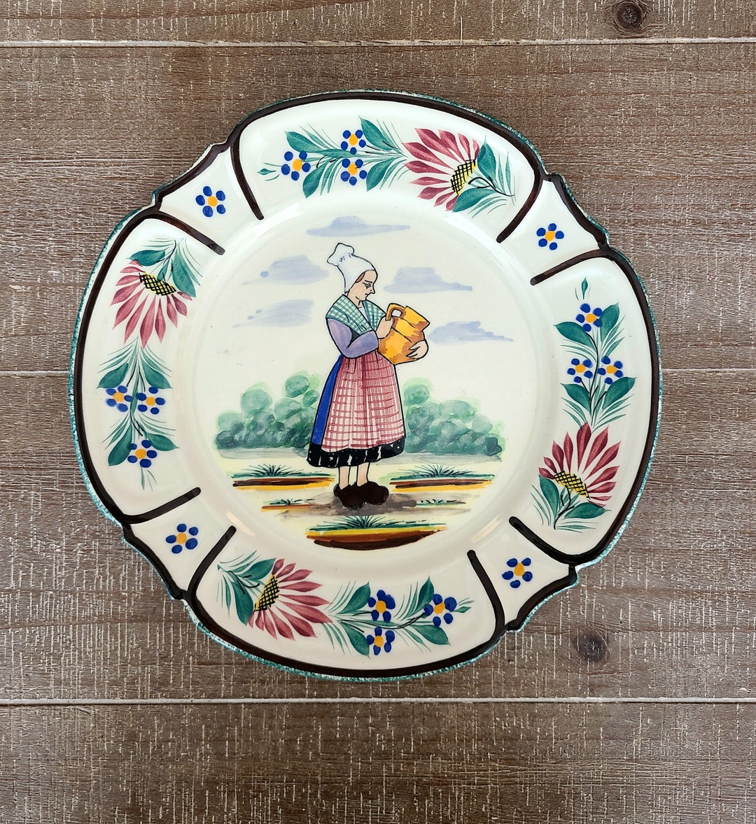 Mid Century HB Quimper Plate French Faience Collectible Henriot Quimper ...