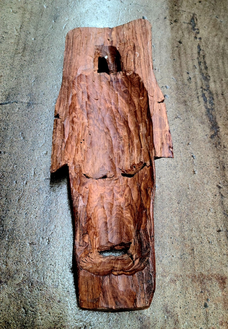 Vintage Senegalese Hand Carved Wood Mask With Bone Inlay and Elephant ...