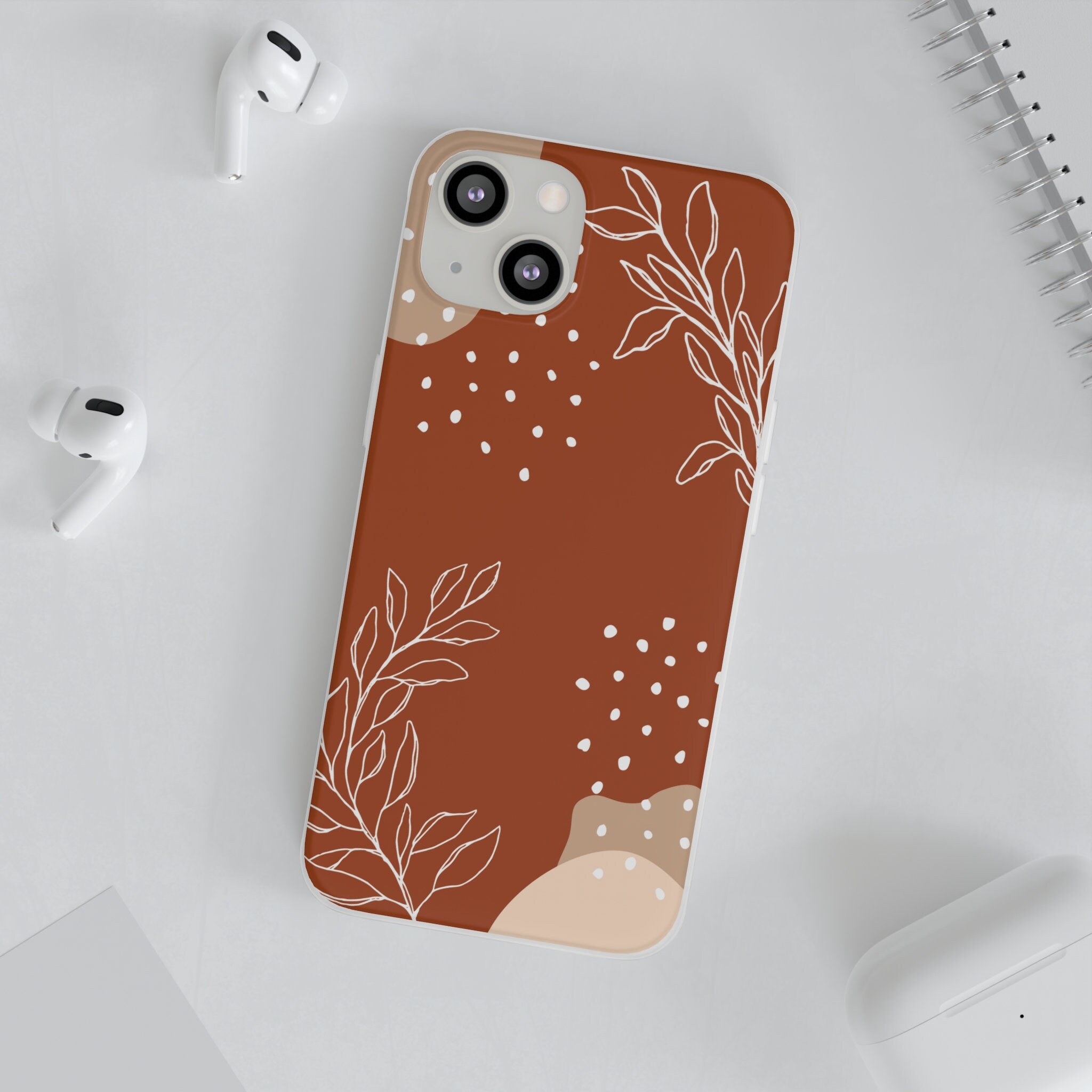 Minimalist Boho Spots and Leafs Earth Tones Phone Case Design - Etsy