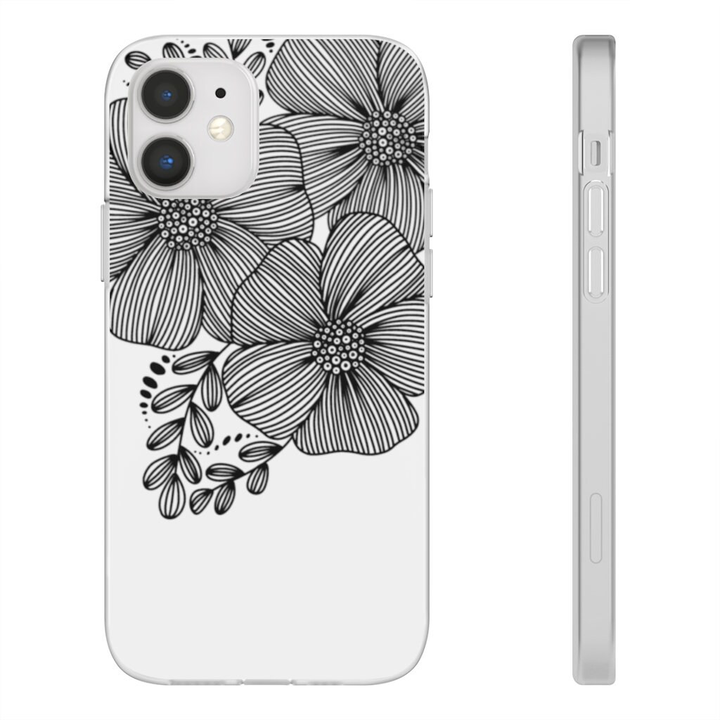 Black and White Floral Design Phone Case | Etsy