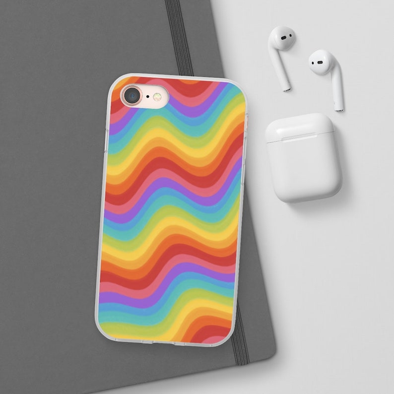 Bright Rainbow Melted Stripes Design Phone Case Iphone - Etsy