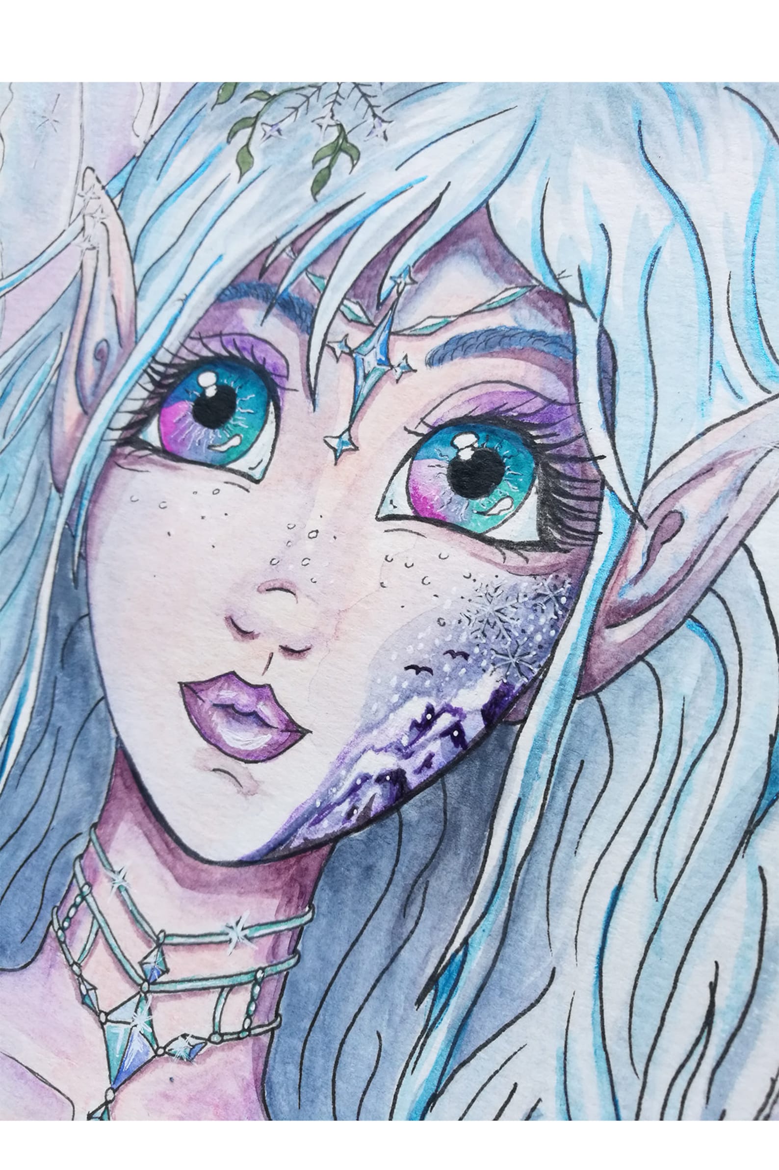 A4 Fantasy Art Schneefee Malseite, Ausmalbild, Fee Malseite, Instant ...