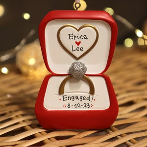 Red Engagement Ring Box, Personalized Christmas Ornament, Engagement ...