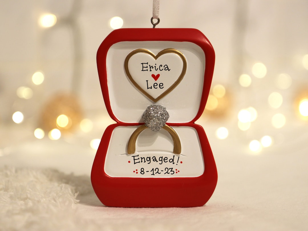 Red Engagement Ring Box, Personalized Christmas Ornament, Engagement ...
