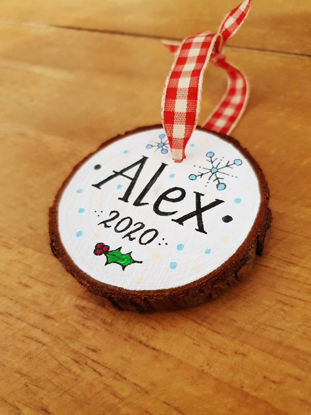 Personalized Christmas Ornament, Hand Painted Wood Slice Ornament, 2020 ...
