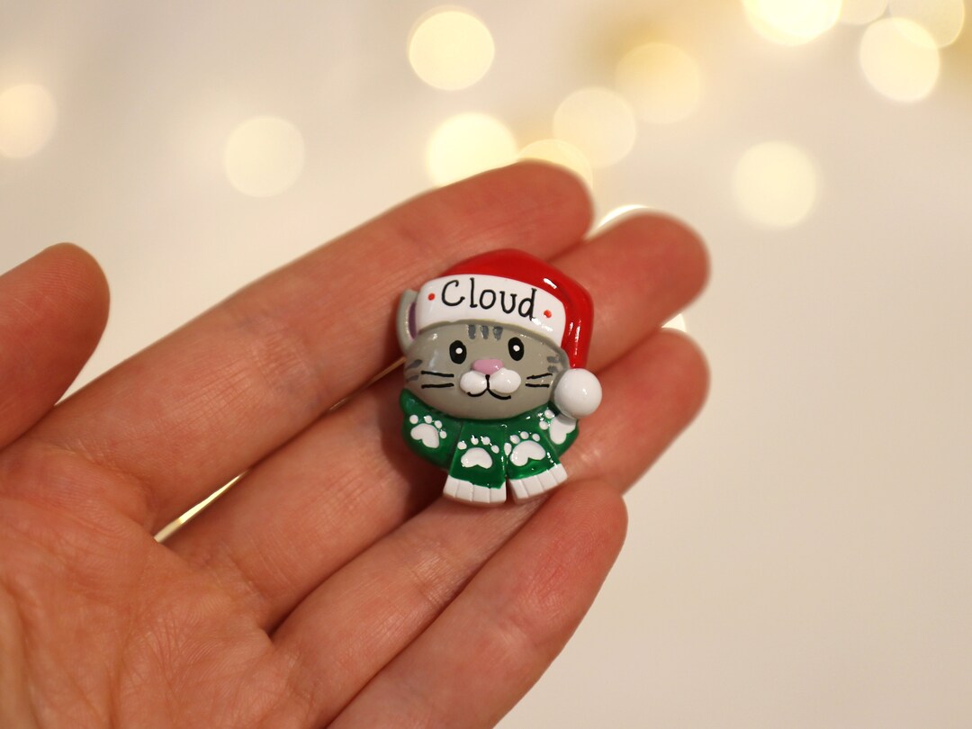 Grey Cat Add on Personalized Christmas Ornament, Gray Cat Ornament ...