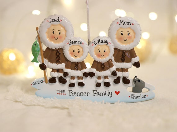 Eskimo Family of 4 Personalized Christmas Ornament Family of - Etsy