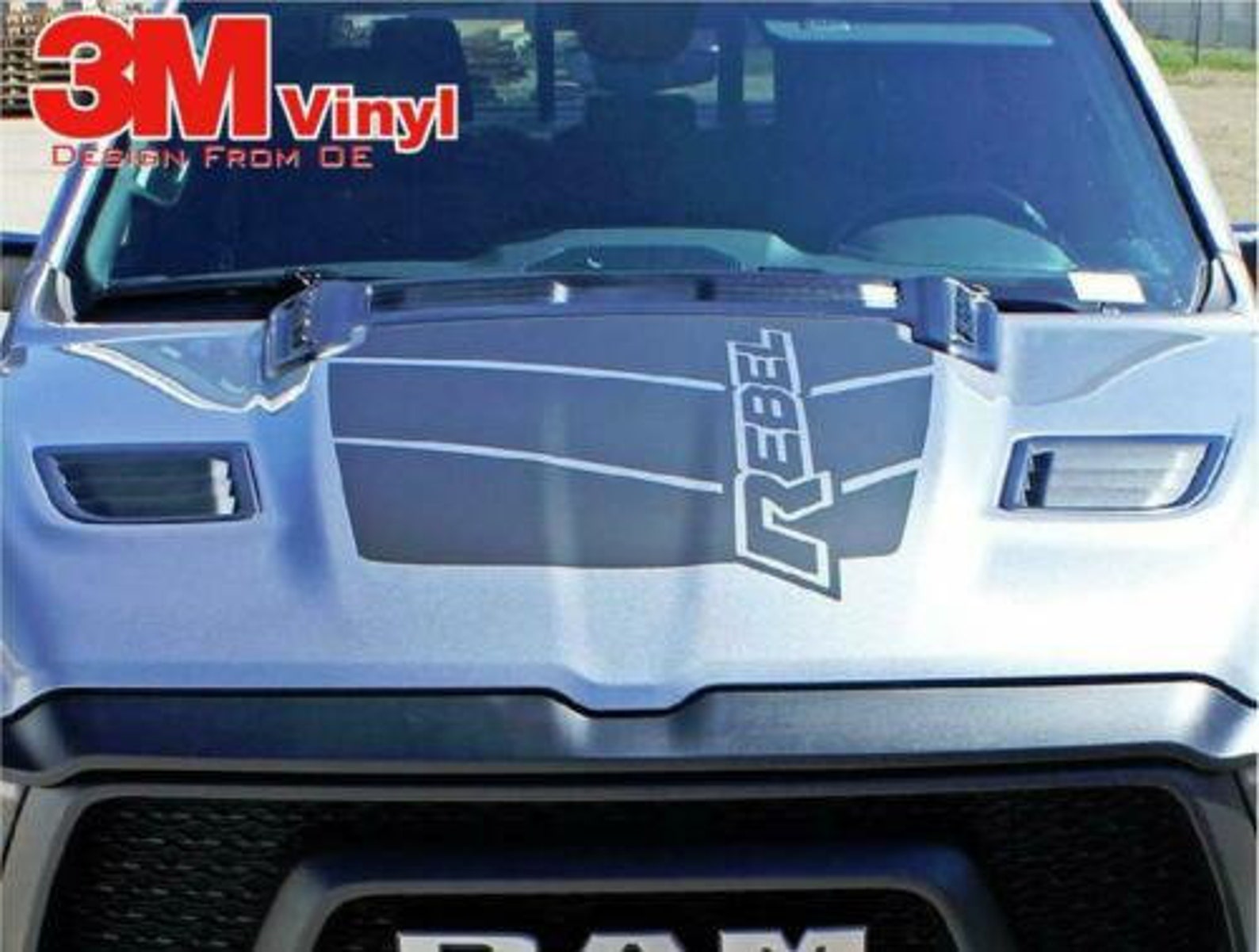 Rebel Hood Stripe Fits 2019 - 2022 Ram Rebel 4x4 Graphic Decal 3M Vinly ...