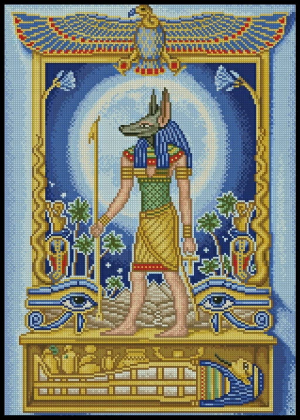 Mythology Egyptian God Anubis King Counted Cross Stitch Instant ...