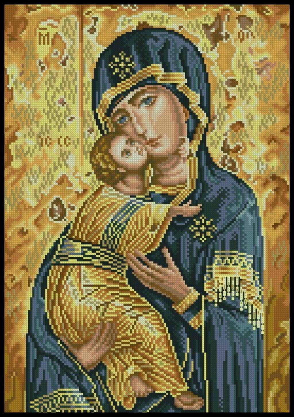 Virgin Mary and Jesus Cross Stitch Pattern: Religious Embroidery (PDF ...