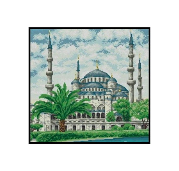 Blue Mosque Muslim Istanbul Turkey Counted Cross Stitch | Etsy