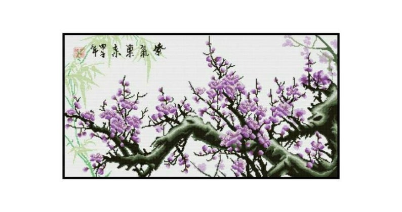 Oriental Sakura Cherry Blossom Tree Nature Embroidery Counted - Etsy Canada