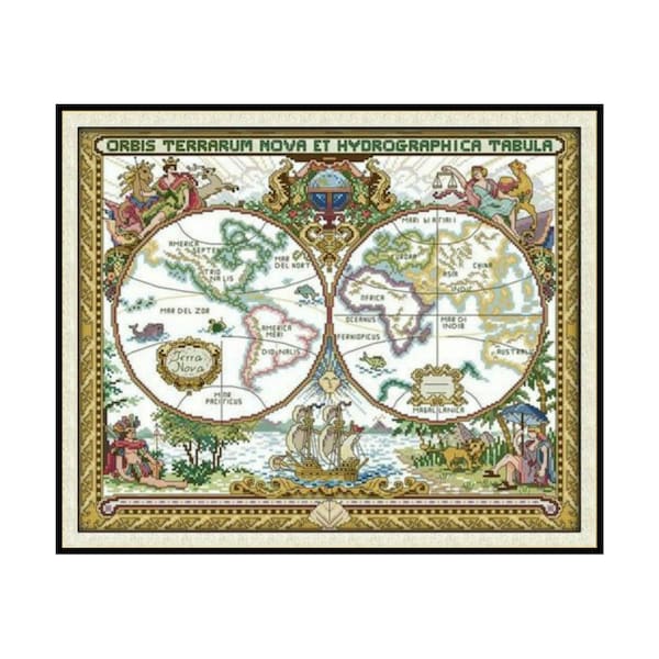 World Map Cross Stitch Pattern - Etsy