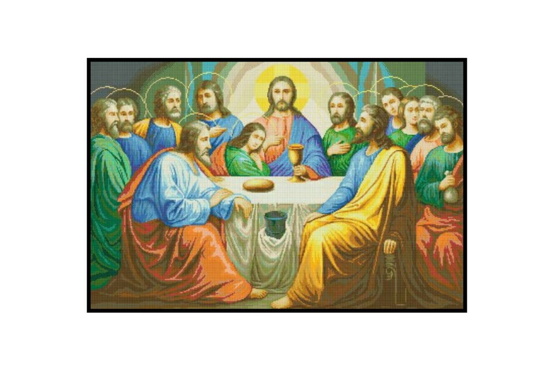 Jesus Christ Last Supper 12 Apostles Counted Cross Stitch Instant ...