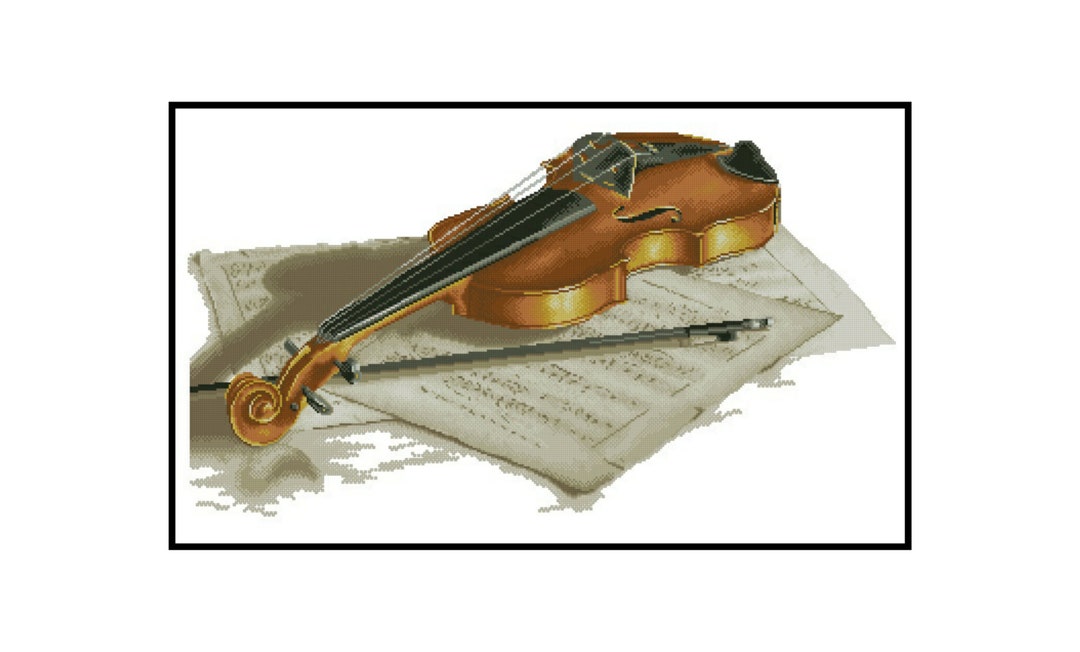 Violin Instrument Music Note Counted Cross Stitch Instant Download PDF ...