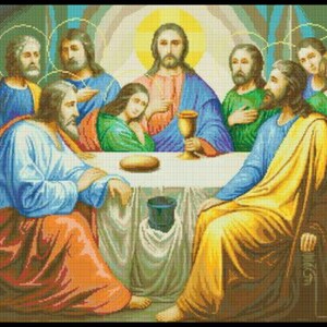 Jesus Christ Last Supper 12 Apostles Counted Cross Stitch Instant ...