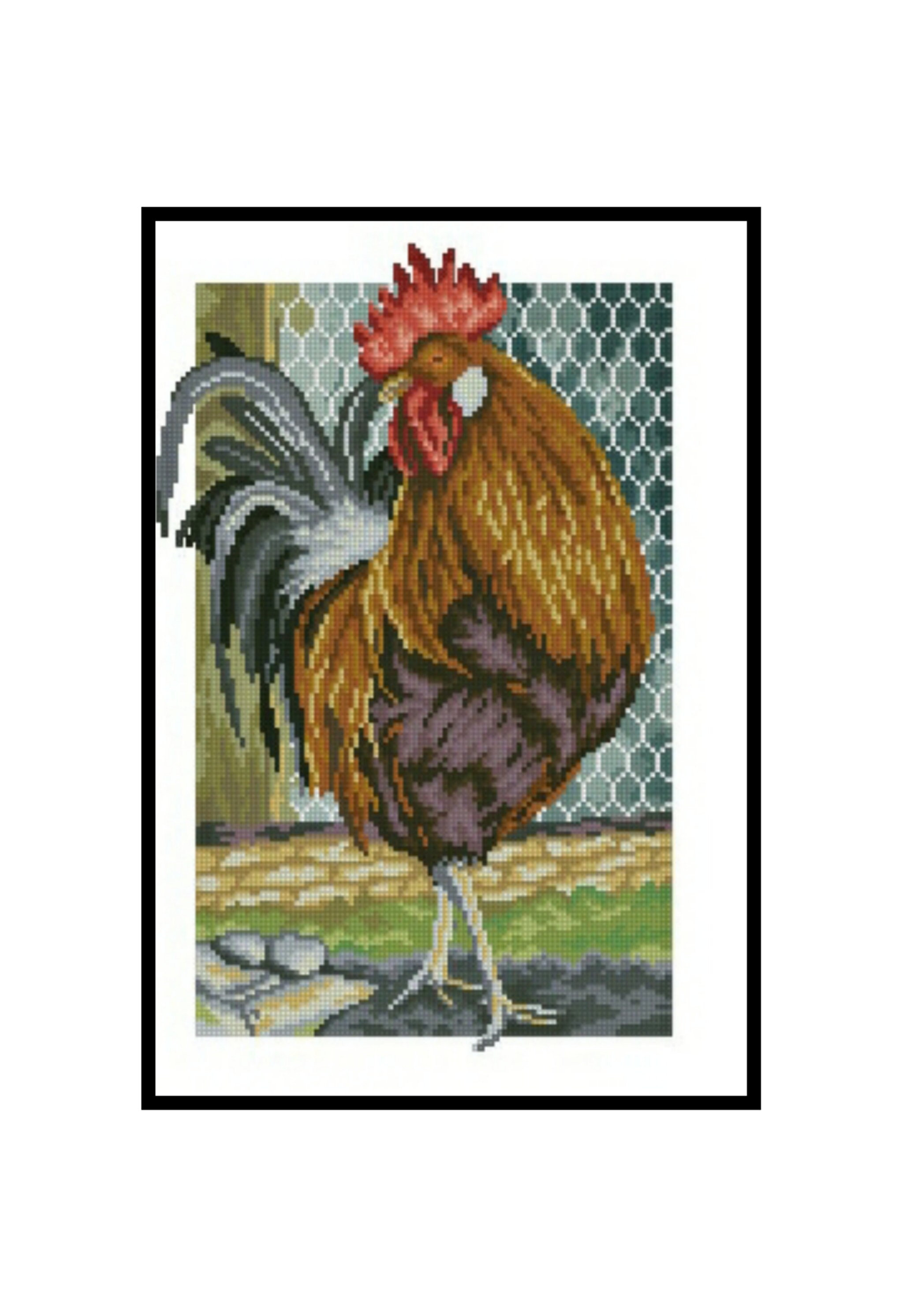 Rooster Chicken Birds Animals Embroidery Counted Cross Stitch Instant ...