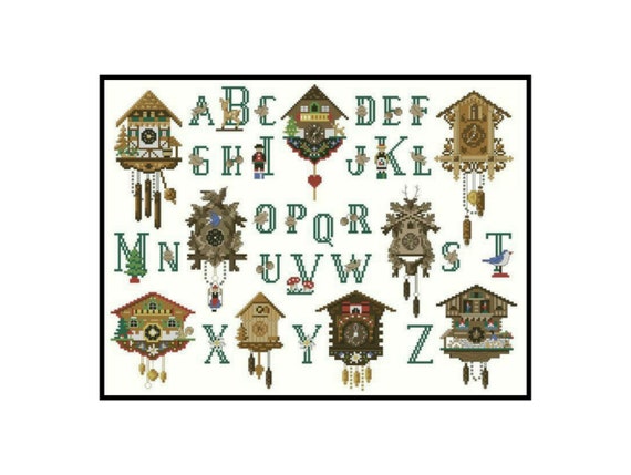 Alphabet ABC Cuckoo Clock Birdhouse Embroidery Counted Cross - Etsy