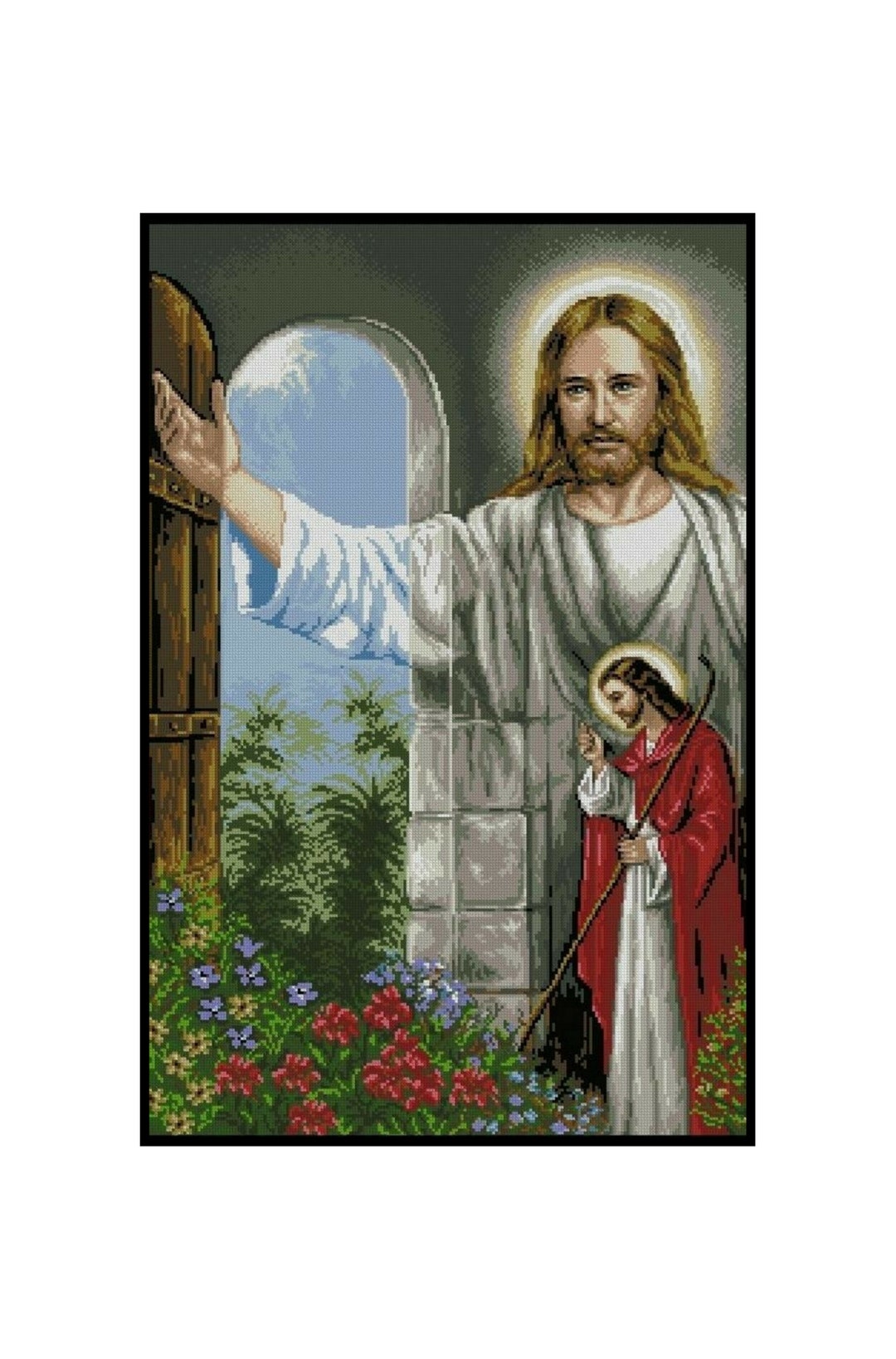 Jesus Christ Knocking Welcome Home Religious Embroidery Counted Cross ...