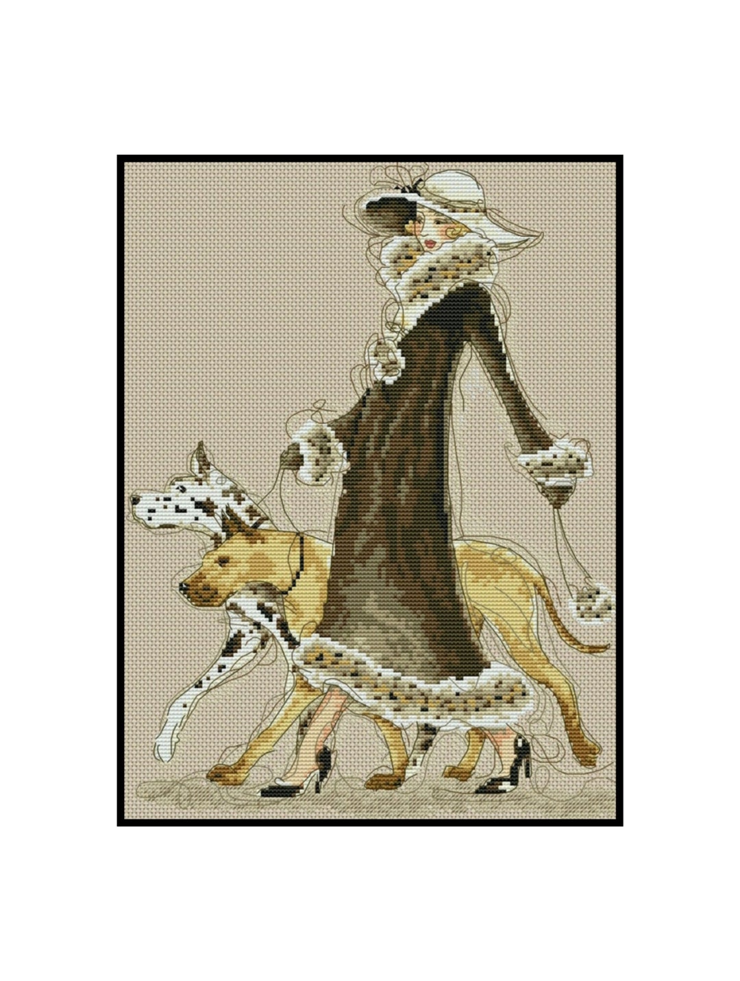 Elegant Lady With Great Danes Cross Stitch Pattern (PDF Pattern - Etsy
