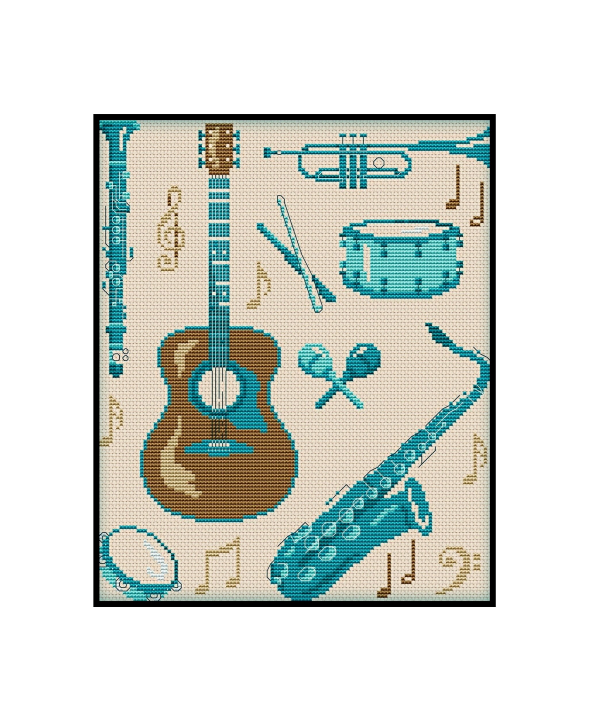 Music Notes Arts Instruments Counted Cross Stitch Instant Download PDF ...