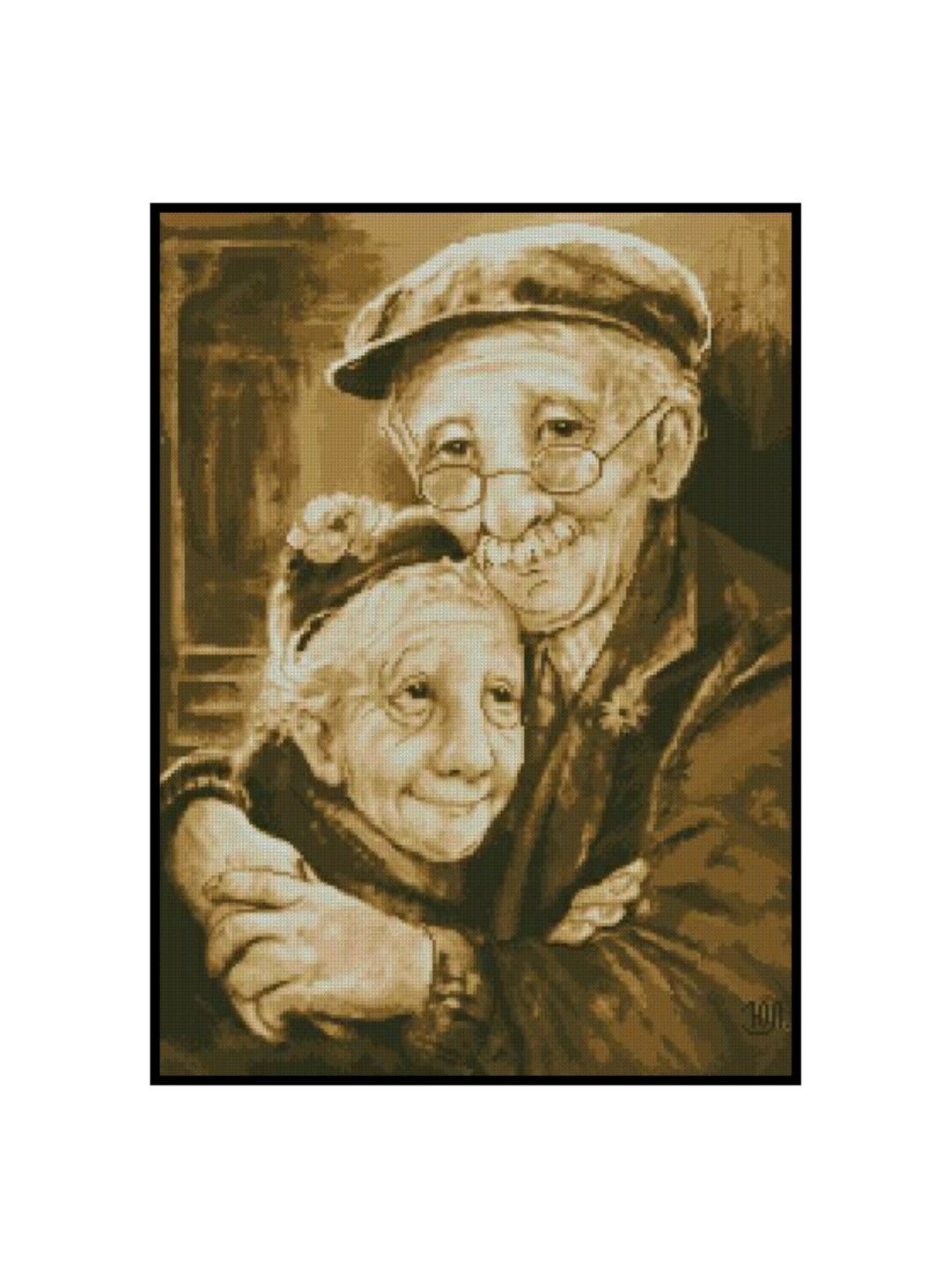 Old Married Couple Grandparents People Counted Cross Stitch Instant ...